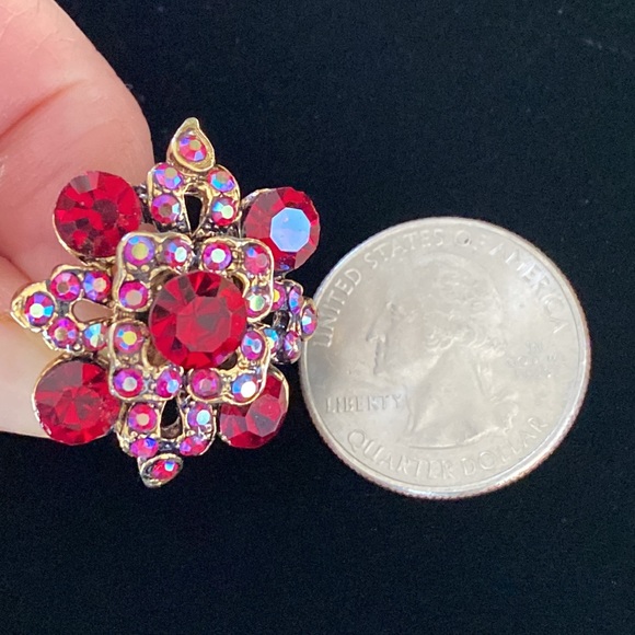 Vintage | Jewelry | Vintage Chunky Red Rhinestone Ring | Poshmark